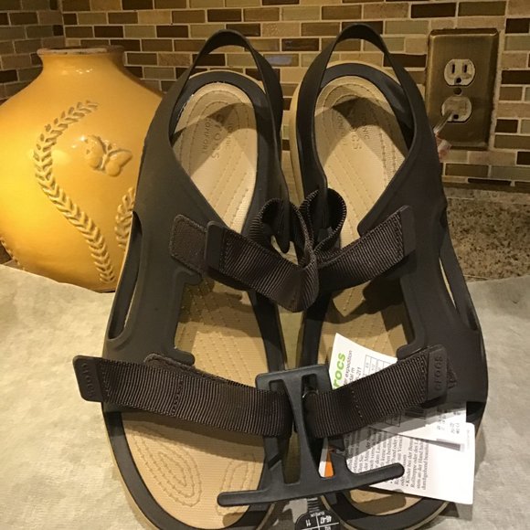 CROCS | Shoes | Nwt Mens Brown Crocs With Velcro Fasteners | Poshmark